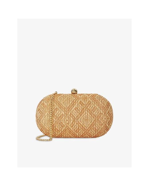 Dune Extra Oval Woven Raffia Clutch Bag in Natural | Lyst