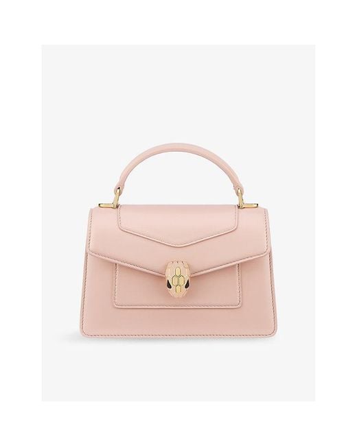 BVLGARI Serpenti Forever Mini Leather Top-Handle Bag in Pink | Lyst