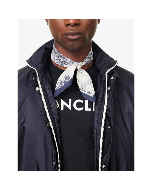 Moncler Logo Graphic-Print Silk Scarf in Metallic for Men | Lyst UK