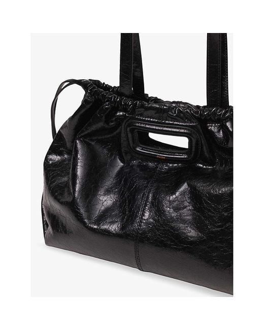 Maje Miss M Crackled-Leather Tote in Black | Lyst