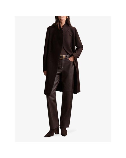 Reiss Max Wrap-Over Wool-Blend Coat in Black | Lyst
