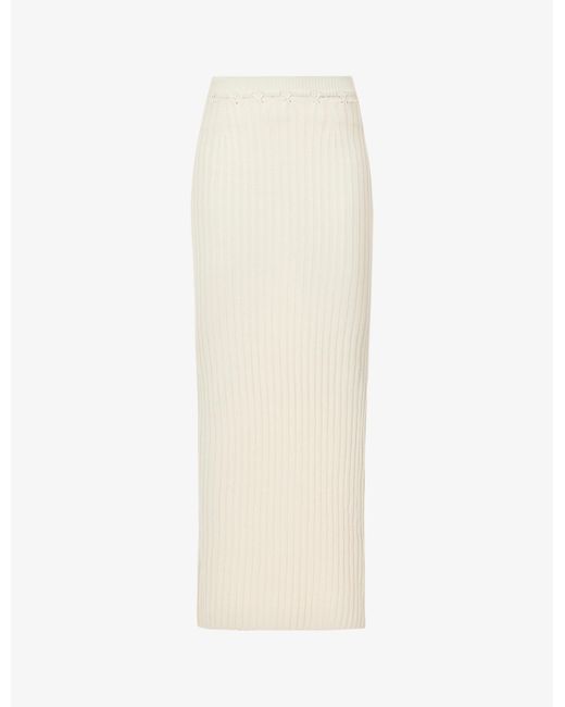 AYA MUSE Cotton Reposier Ribbed Woven Maxi Skirt In Tan Natural Lyst aya-muse-cotton-reposier-ribbed-woven-maxi-skirt-in-tan-natural-lyst