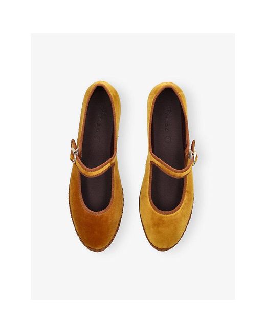 Flabelus Amaranta Velvet Mary-Jane Flats in Brown | Lyst UK