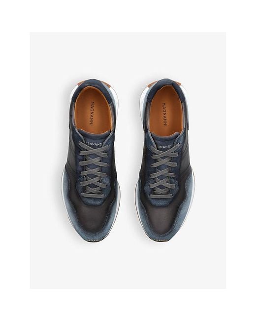 Magnanni Romero Ii Contrast-Panel Lace-Up Leather Low-Top Trainers in ...