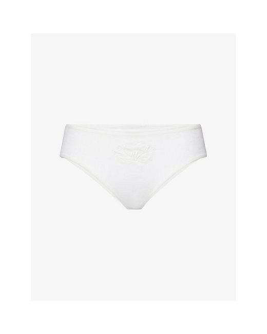 Hanro Kalea Midi Stretch-Lace Briefs in White | Lyst
