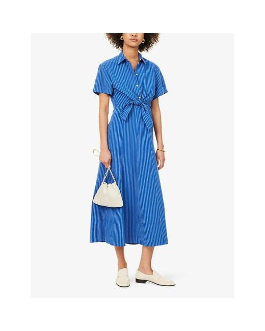 ME+EM 2-In-1 Fluid Stripe Woven Midi Dress in Blue | Lyst