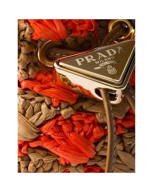 Prada Triangle-Logo Crochet Mini Pouch in Red | Lyst