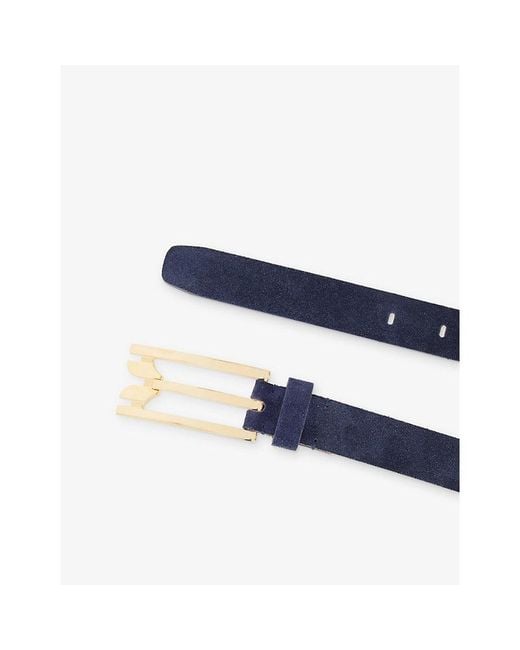 Victoria Beckham Dorian Double Pin-Buckle Suede Belt in Blue | Lyst UK