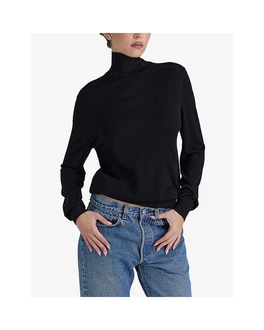 House Of Cb Angel Polo-Neck Silk And Wool Jumper in Black | Lyst UK