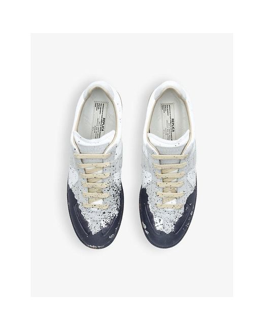 Maison Margiela Oth Replica Paint Leather Low-Top Trainers in White for ...