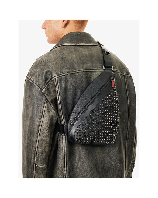Christian Louboutin Funky Spikes Leather Cross-Body Bag in Black for ...