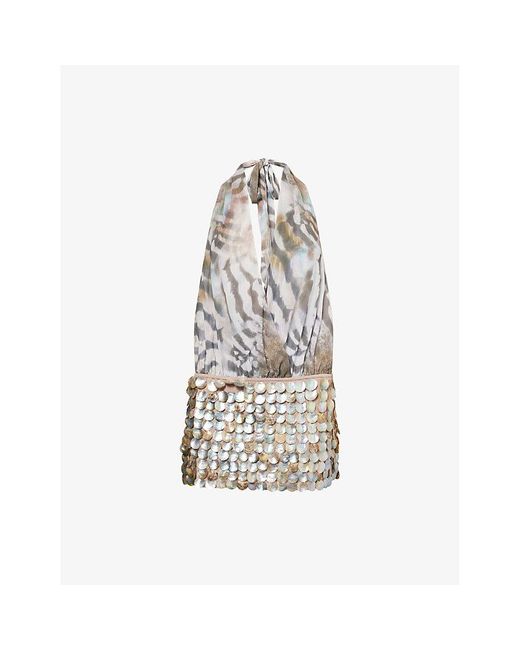 Jaded London Draped Shell Woven Mini Dress in White | Lyst UK