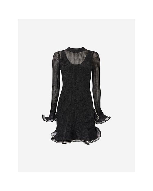 Jonathan Simkhai Zelda Crystal-Wavy-Trims Knitted Mini Dress in Black ...