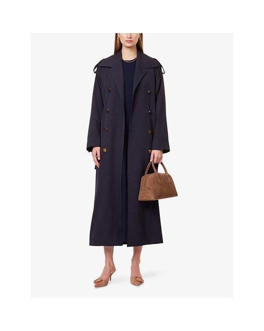 Max Mara Tirana Relaxed-Fit Wool Coat in Blue | Lyst