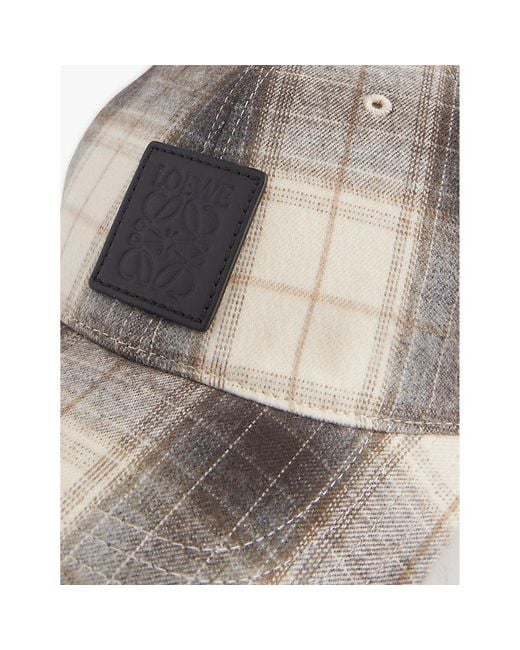 Loewe Check-print Brand Patch Cotton Baseball Cap for Men | Lyst UK
