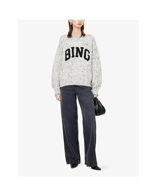 Anine Bing Sydney Logo-Appliqued Knitted Jumper in White | Lyst UK