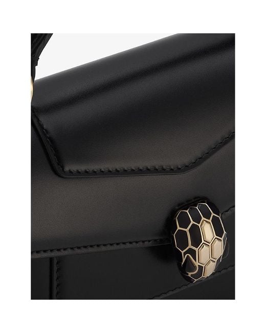 BVLGARI Serpenti Forever Leather Top-handle Bag in Black | Lyst