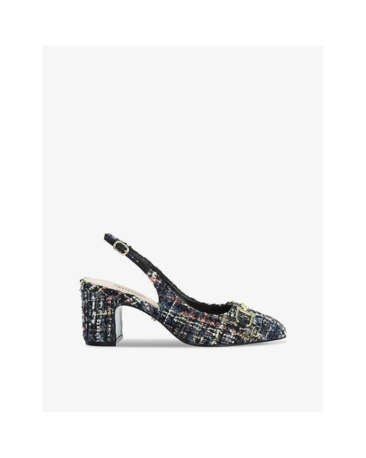 Dune Choices Snaffle Block-Heel Tweed Slingback Courts | Lyst