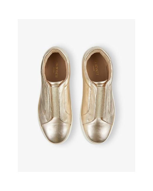 LK Bennett Joy Slip-On Metallic-Leather Low-Top Trainers in White | Lyst