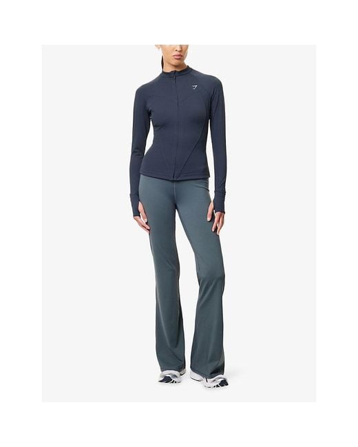 GYMSHARK Running Full-Zip Stretch-Jersey Track Jacket in Blue | Lyst UK