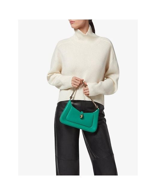 BVLGARI Serpenti Baia Small Leather Shoulder Bag in Green | Lyst