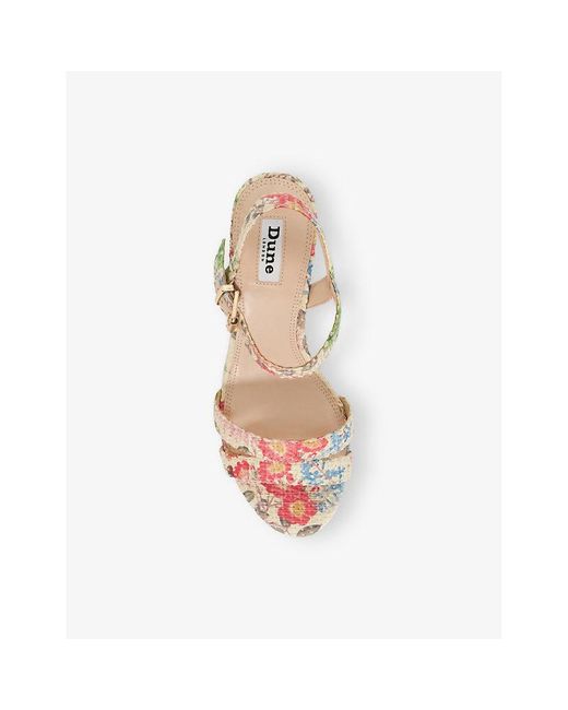 Dune Merisa Raffia Heeled Sandals in White | Lyst