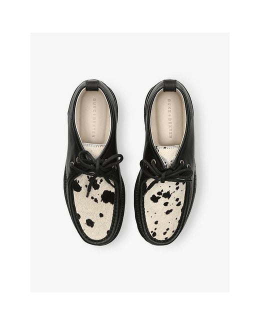 Duke & Dexter Moby Cow-Print Leather Loafer Boots in Black for Men ...