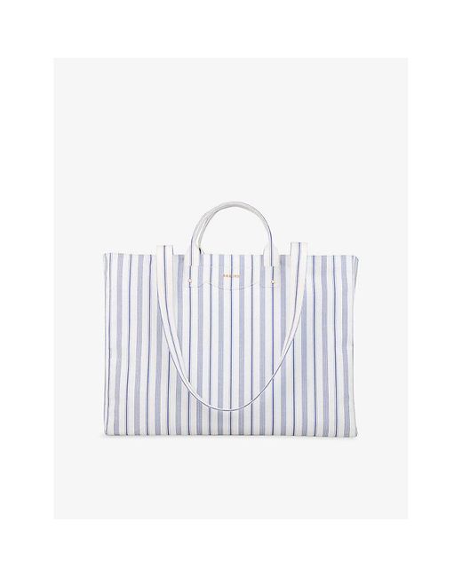 Sandro Stripe Cotton Tote Bag in White | Lyst