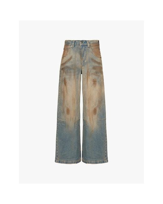 Jaded London Mud-Wash Colossus Low-Rise Denim Jeans in Natural | Lyst