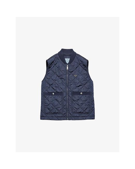 Prada Re-Nylon Quilted Shell Vest in Blue | Lyst UK