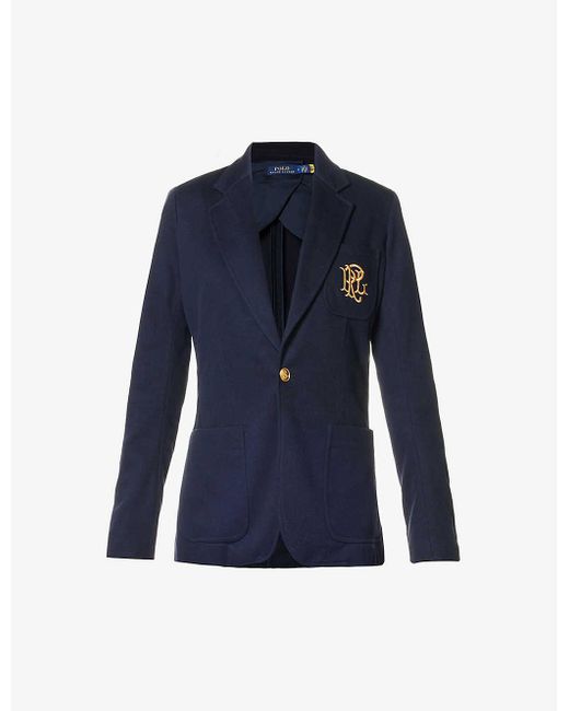Polo Ralph Lauren Padded Shoulders Cotton Blend Jacket In Blue Lyst