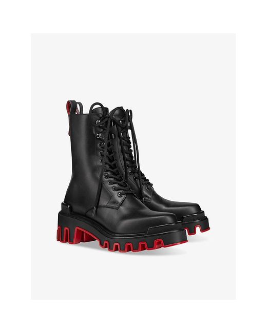 Christian Louboutin Dune Trott Alta Leather Platform Boots in Black | Lyst