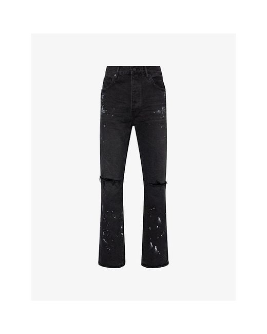 Purple Brand Paint Splatter Knee-Slit Denim Jeans in Black for Men ...