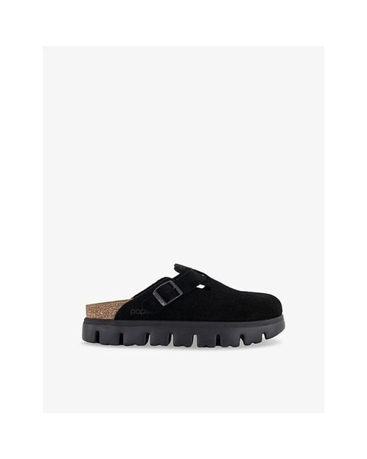 Birkenstock Boston Chunky Suede Clogs in Black | Lyst