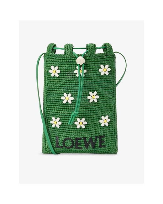 Loewe X Paula's Ibiza Drawstring Pocket Flowers Raffia Cross-Body Bag ...