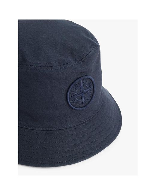 Stone Island Compass Embroidered Cotton Bucket Hat in Blue for Men | Lyst