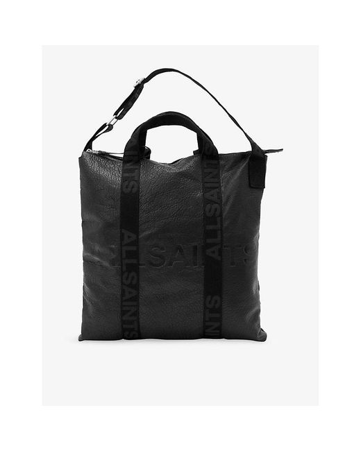 AllSaints Kei Branded Leather Backpack in Black for Men | Lyst UK