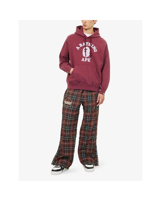 A Bathing Ape Bape College Graphic-Print Cotton Hoody in Red for Men ...