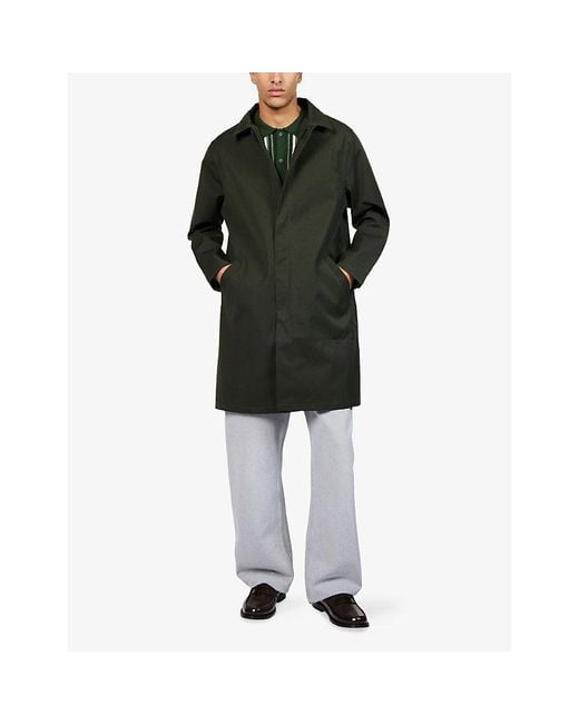Percival Greyson Long-Sleeve Cotton Blend Trench Coat in Green for Men ...