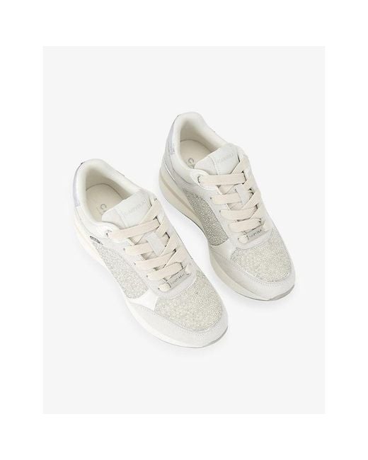 Carvela Kurt Geiger High Rise Pearl Faux-Leather Trainers in White | Lyst