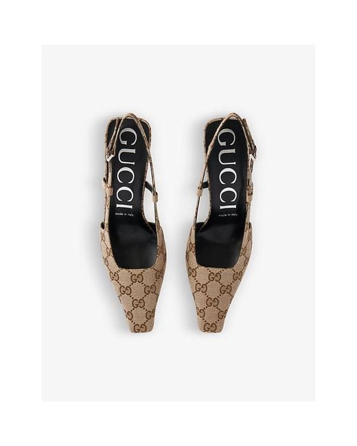 Gucci Monogram-canvas Demi Pumps | Lyst UK