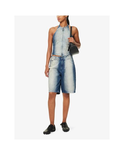 Daily Paper Bleached Oversized-Fit Denim Shorts in Blue | Lyst