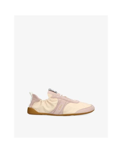 Chloé Kick Woven And Suede Trainers in Natural | Lyst UK