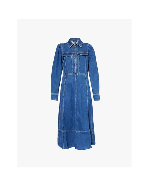 ME+EM Zip-Front Regular-Fit Denim Midi Dress in Blue | Lyst UK