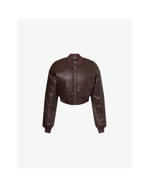 ROTATE BIRGER CHRISTENSEN Nina Cropped Faux-Leather Jacket in Brown ...