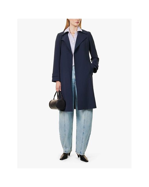 Theory Oaklane Belted Crepe Coat in Blue | Lyst