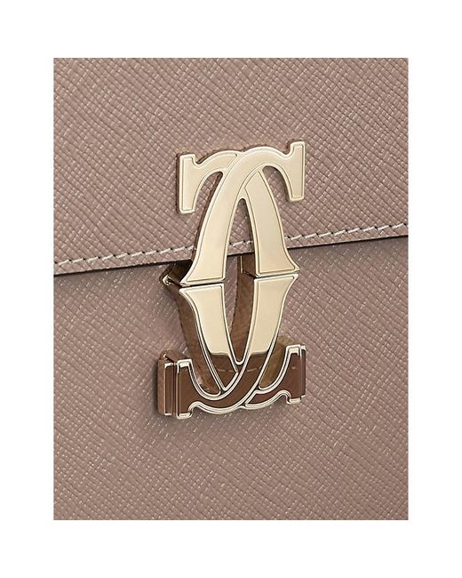 Cartier C De Mini Model Leather Shoulder Bag in Brown | Lyst