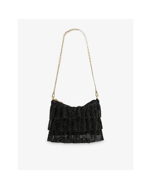 Reiss Rara Crystal-Embellished Mesh Shoulder Bag in Black | Lyst