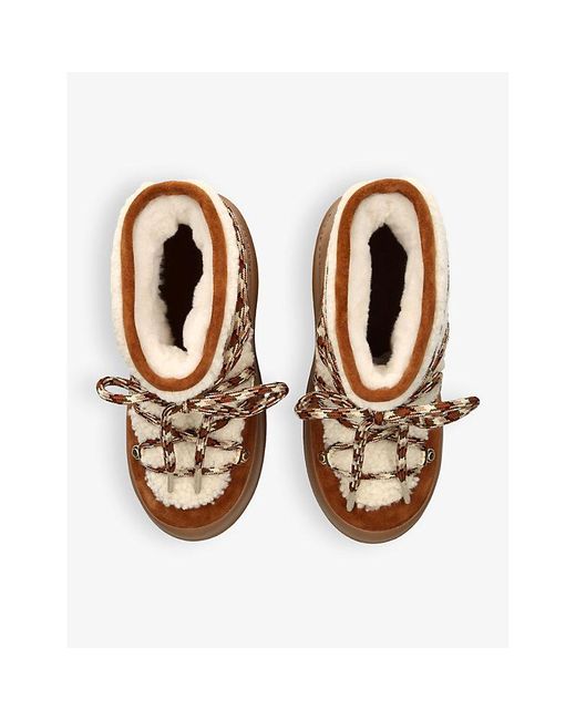 Moon Boot Luna Lace-Up Shearling Ankle Boots in Brown | Lyst