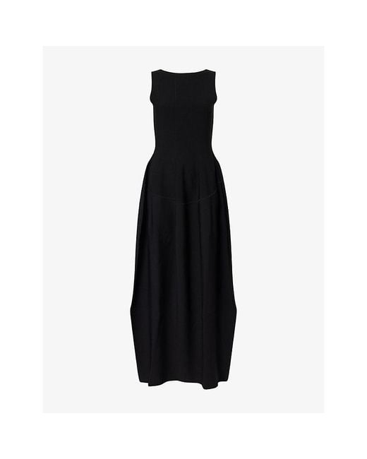 Ashlyn Tama Low-Back Knitted Maxi Dress in Black | Lyst UK